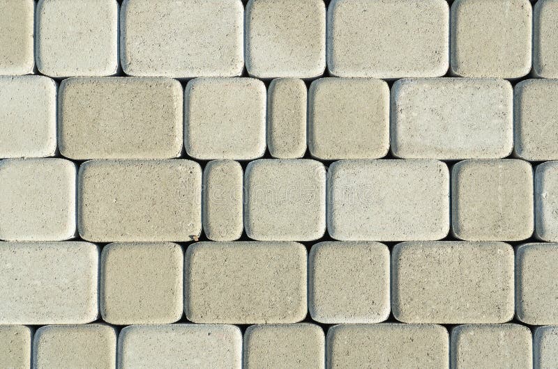 Gray Rectangular Paving Slabs with Rounded Edges. Top View Stock Photo ...
