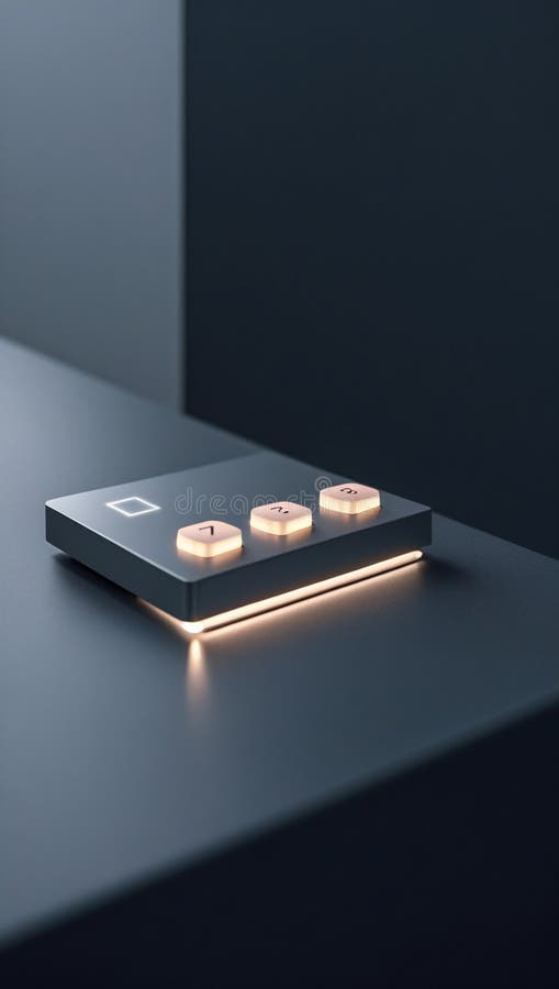 Gray Rectangular Smart Home Control Panel with Illuminated Beige ...