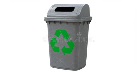 Gray Recycling Bin with a Rectangular Opening on Top for Waste Disposal ...