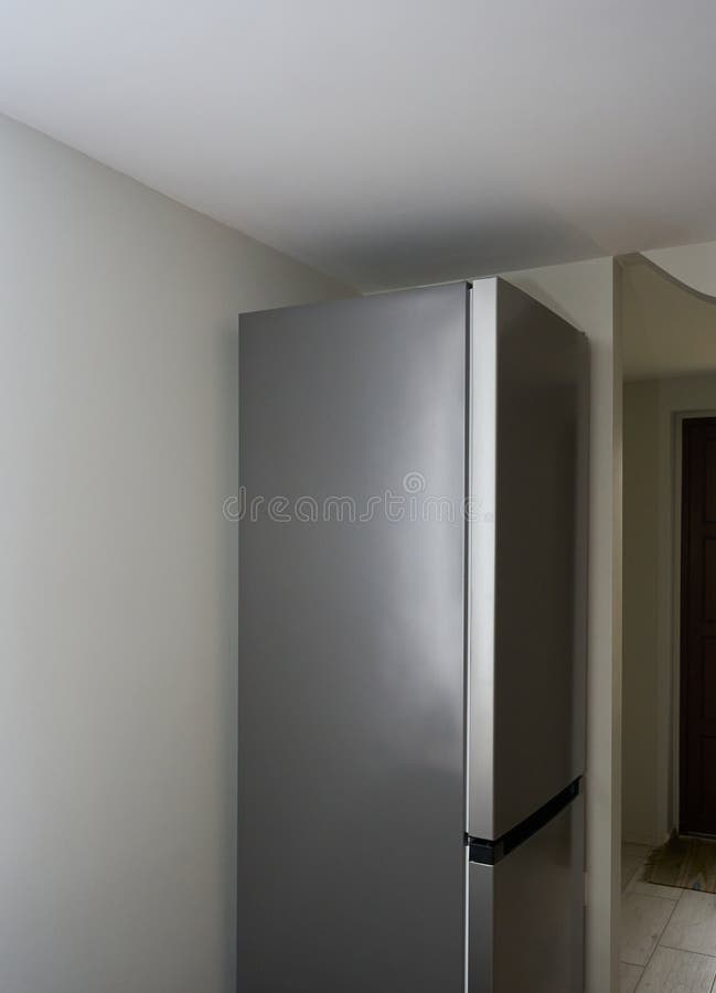 Gray Refrigerator in the Room,modern Refrigerator in a Gray Room ...