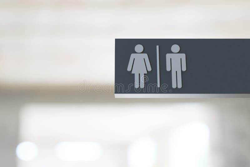 Gray Restroom Sign in Hallway Stock Illustration - Illustration of ...