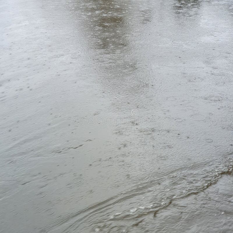 Gray River Surface with Ripple Rings Created by Falling Raindrops Stock ...