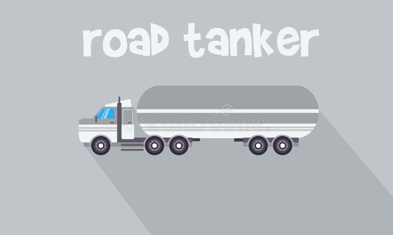 Gray Road Tanker of Vector Flat Stock Vector - Illustration of trailer ...