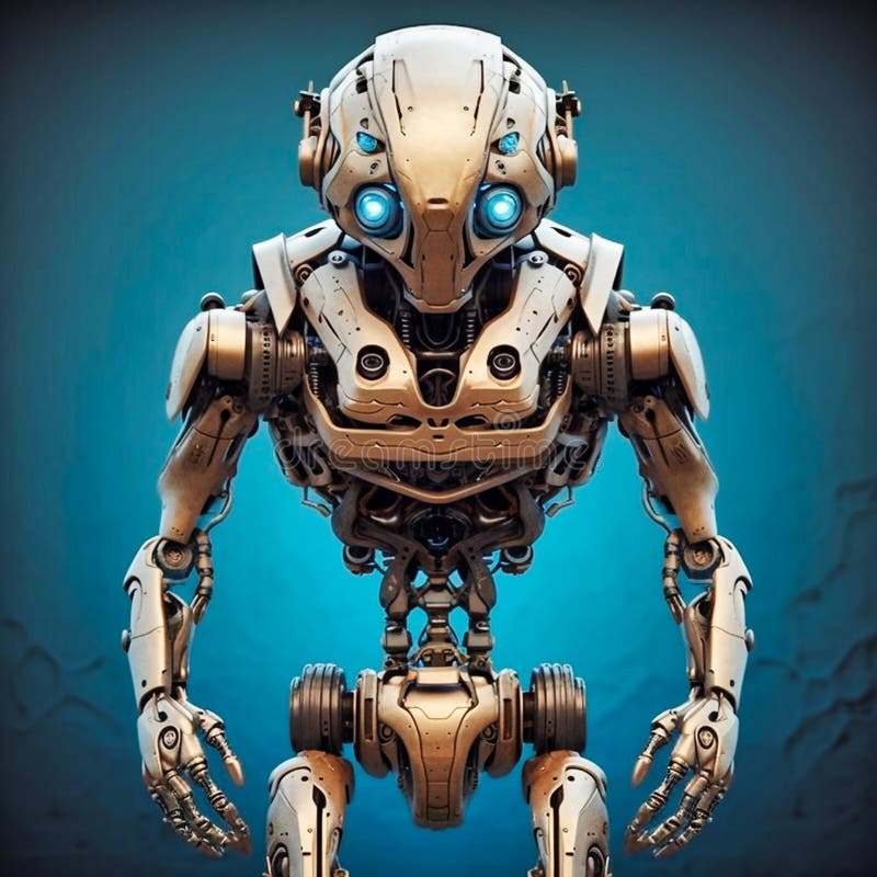 A Gray Robot with Blue Eyes that Sat Down. Generative AI Stock ...