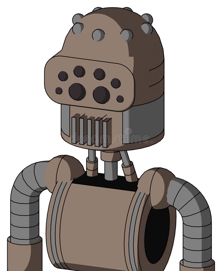 Gray Robot with Dome Head and Vent Mouth and Bug Eyes Stock ...