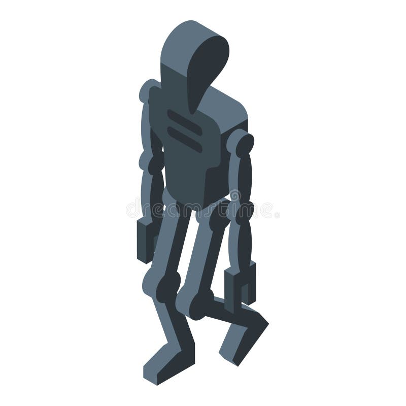 Gray Robot Walking in Isometric Style Stock Vector - Illustration of ...