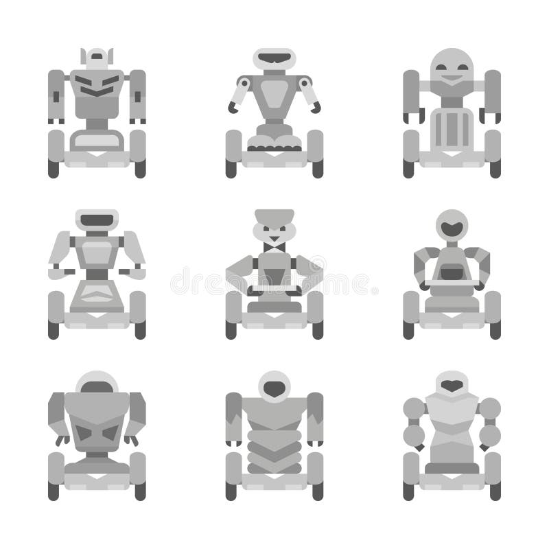 Gray robots collection stock vector. Illustration of cosmic - 99288702