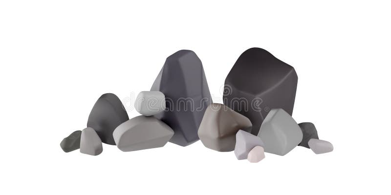 Gray Rocks 3D Vector Illustration Icon Set Stock Vector - Illustration ...