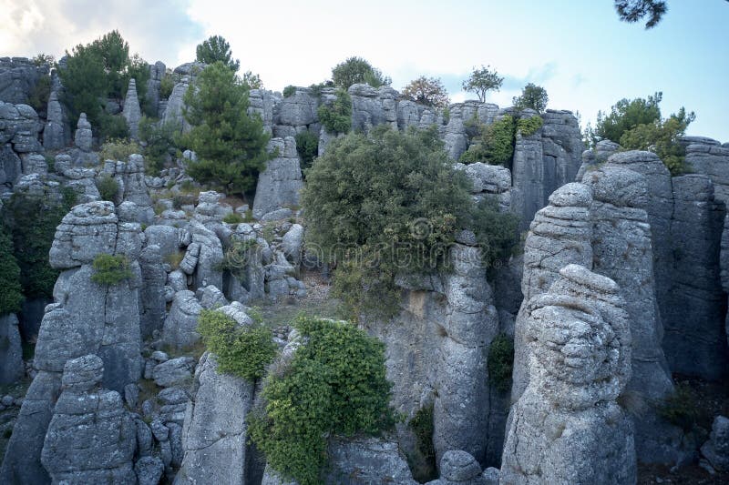 Rocky Columns in Crimea Mountains.Wild Landscape. Stock Photo - Image ...
