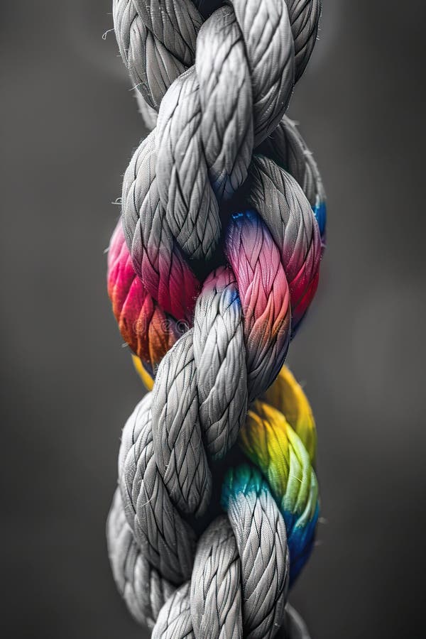 Gray Rope with a Vibrant Rainbow Section. Diversity, Strength, and ...