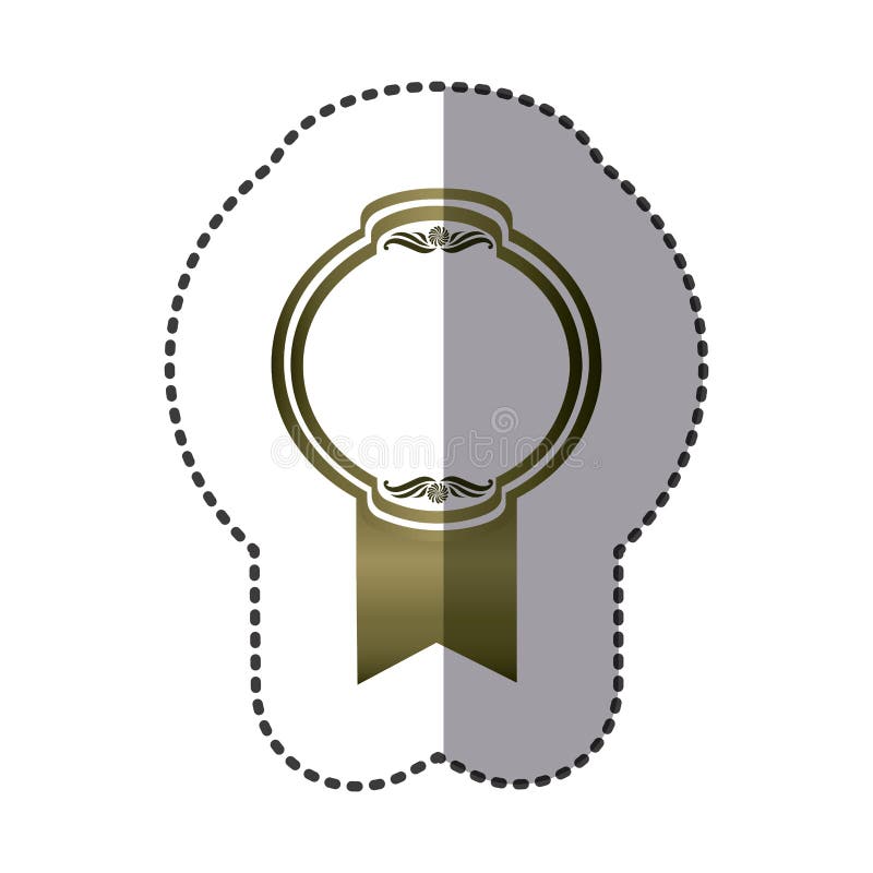 Gray Round Emblem with Decorations Icon Stock Illustration ...