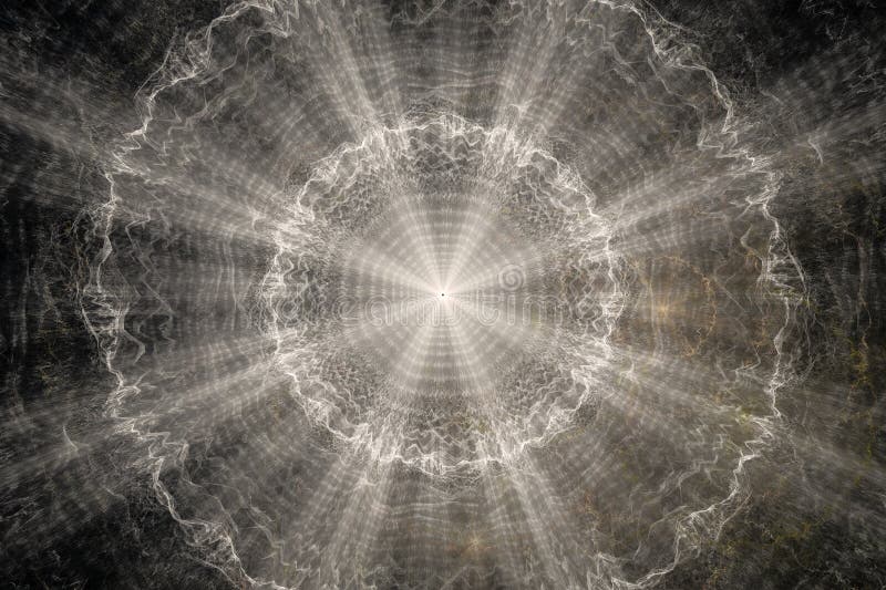 Gray Round Pattern of Curved Waves and Rays from the Center on a Black ...