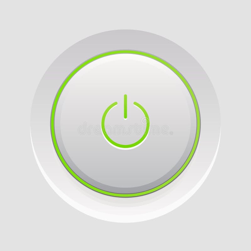 Gray Round Realistic Power Button, Web Element Stock Vector ...