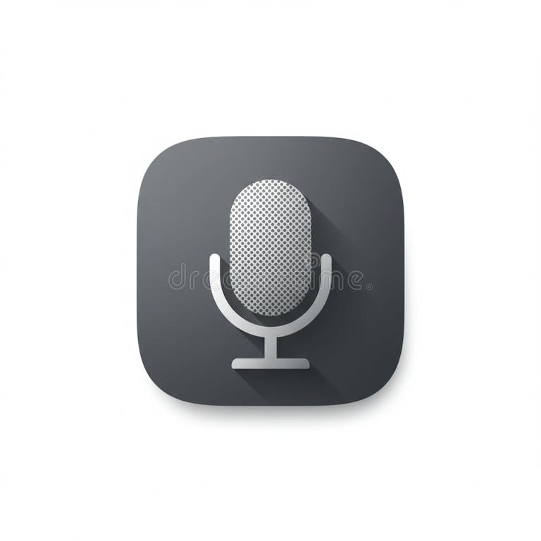 Gray Rounded Square Icon Featuring a Stylized Silver Microphone. the ...