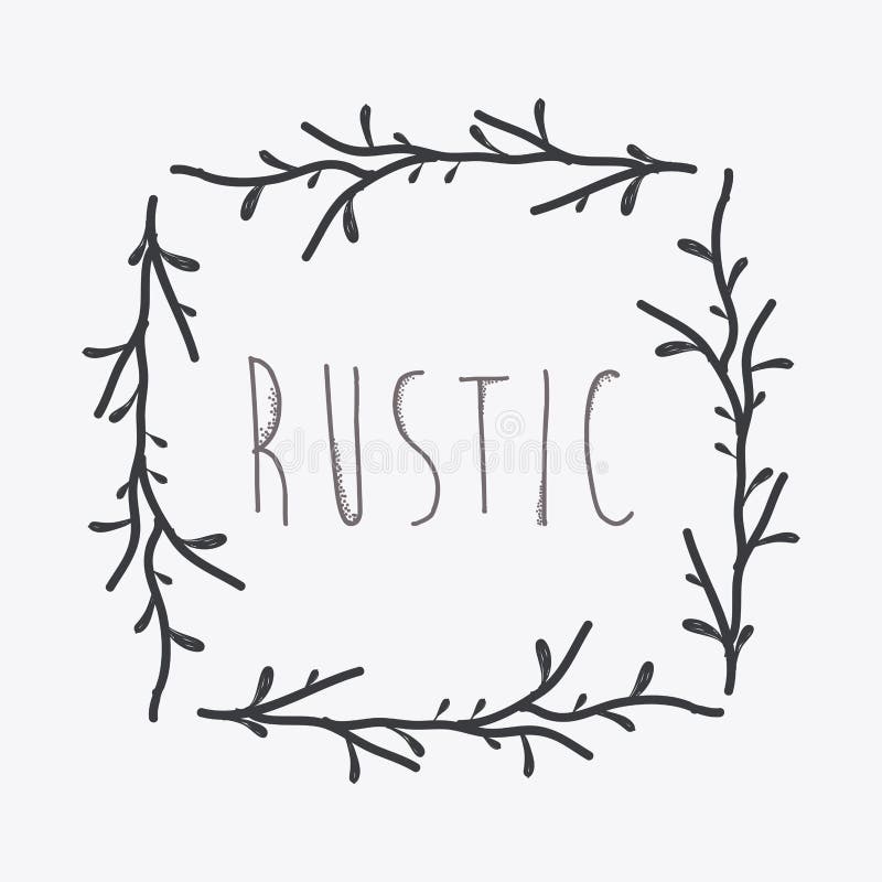 Gray Rustic Emblem Branches Icon Stock Vector - Illustration of graphic ...