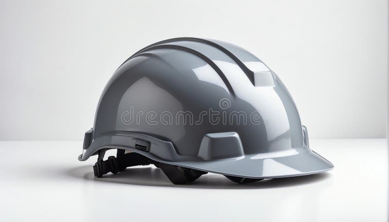 Gray Safety Helmet on Plain White Background with Ai Generated Stock ...