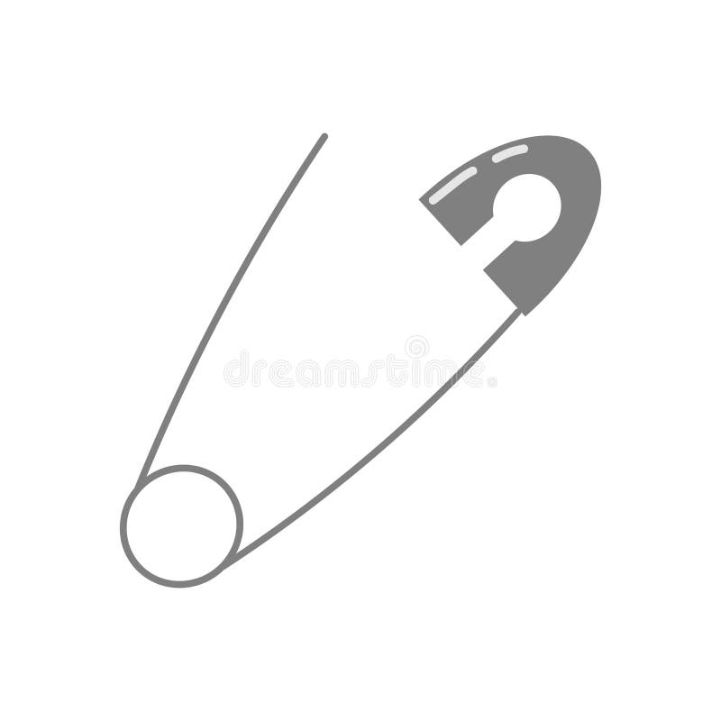 Gray Safety Pin Icon in Flat Minimalist Style Isolated on White ...