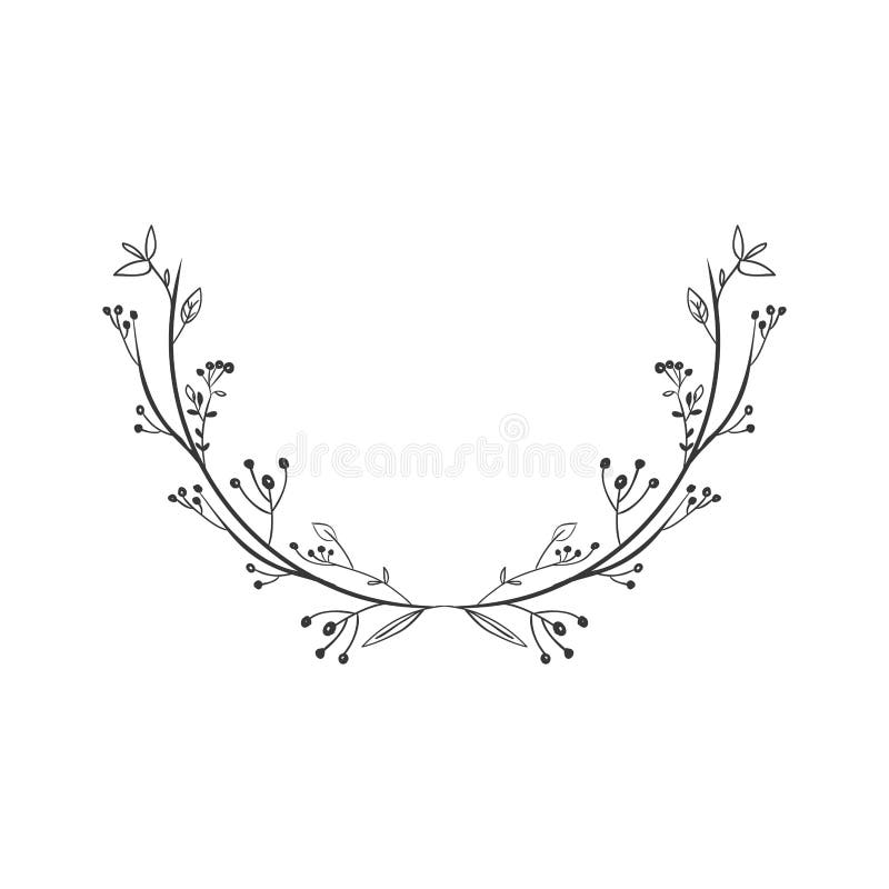Gray Scale Decorative Simple Half Crown Floral Stock Vector ...