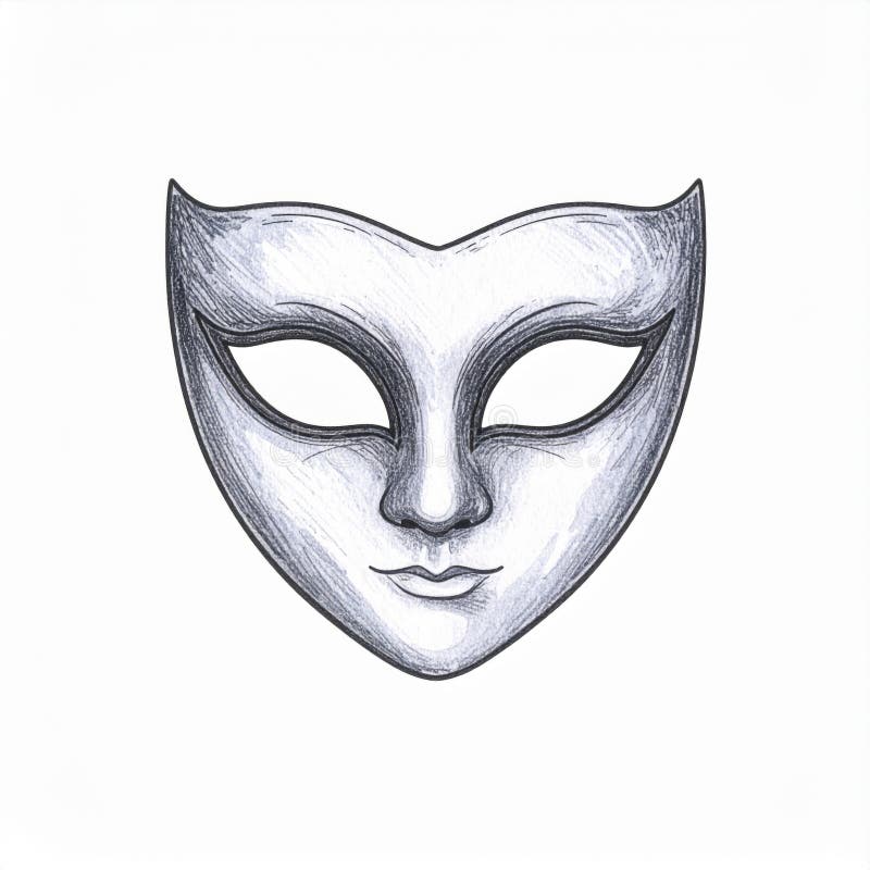 Gray Scale Drawing of an Elegant Venetian Mask Stock Illustration ...