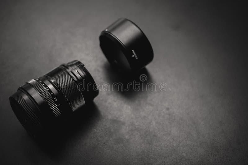 Gray Scale High Angle Shot of a Camera Lens Stock Photo - Image of shot ...
