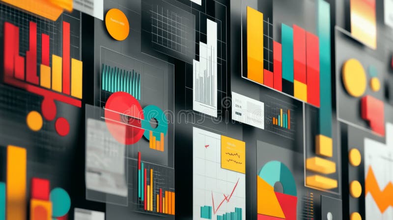 Gray Sea Reflecting Brilliance of Data and Documents in Graphs Stock ...