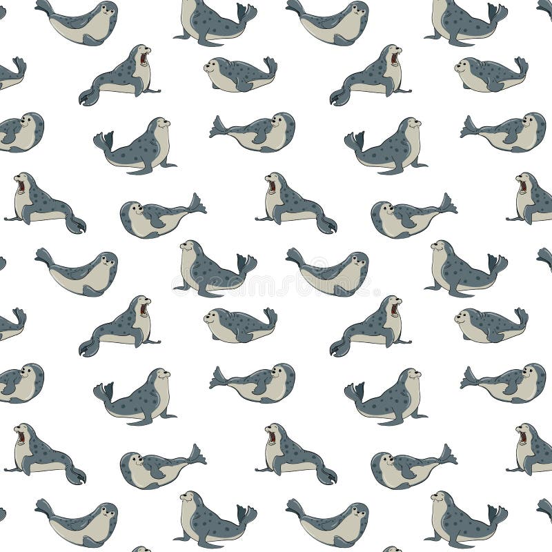 Gray Seals on Transparent Background, Pattern Stock Vector ...
