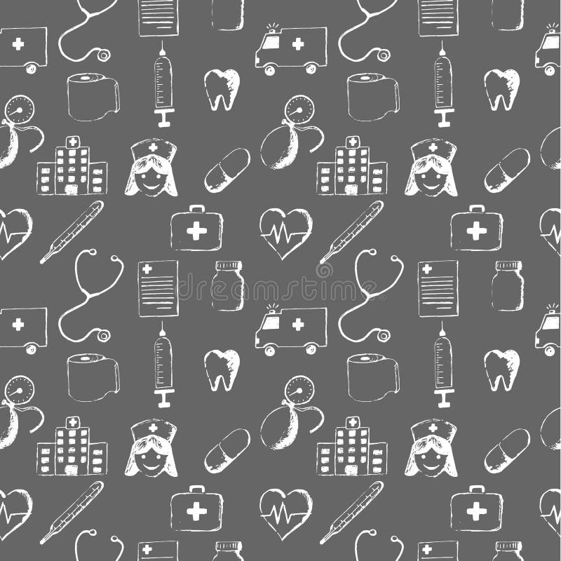 Gray Seamless Pattern-medical Items Stock Vector - Illustration of ...