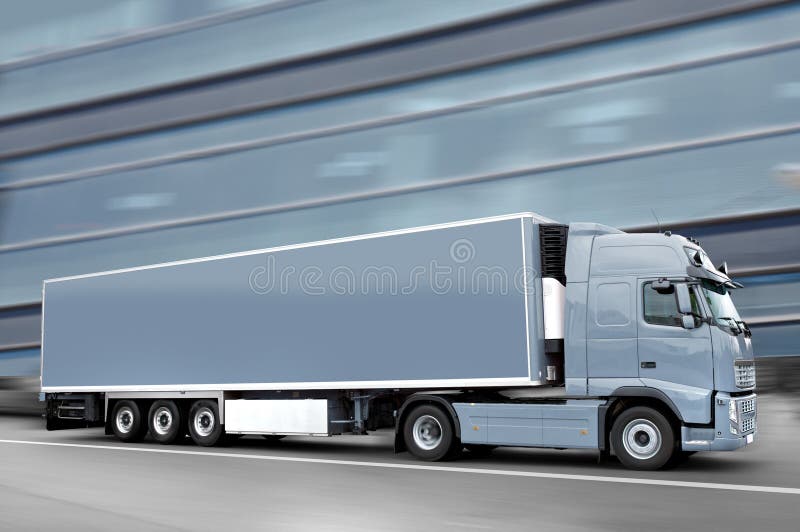 Gray semi truck stock image. Image of semi, speed, automobile - 7724789