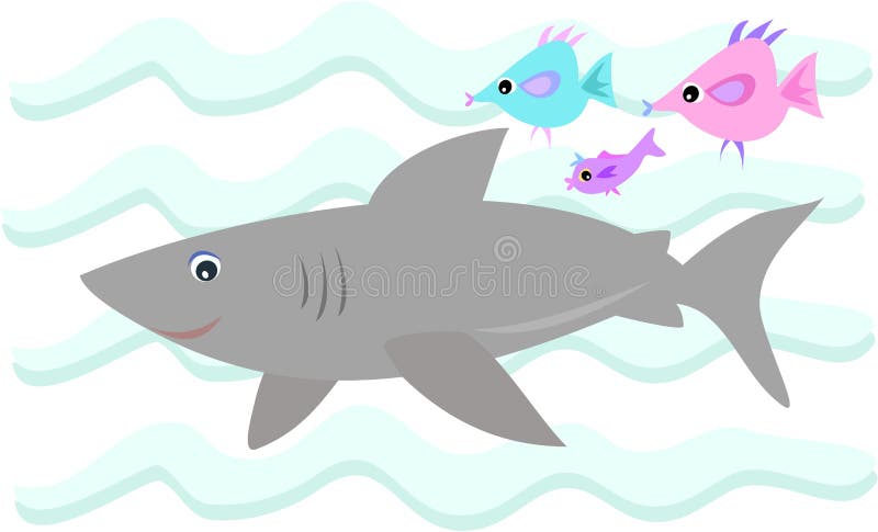 Shark and Two Fish Friends stock vector. Illustration of fish - 22236788