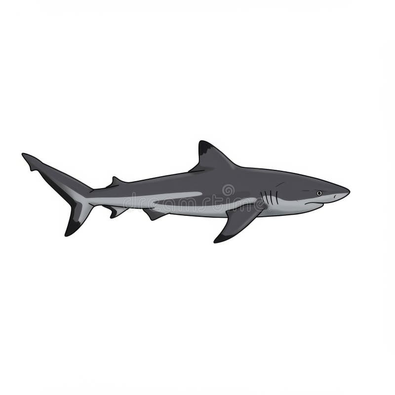 Gray Shark Side Profile Illustration Stock Illustration - Illustration ...