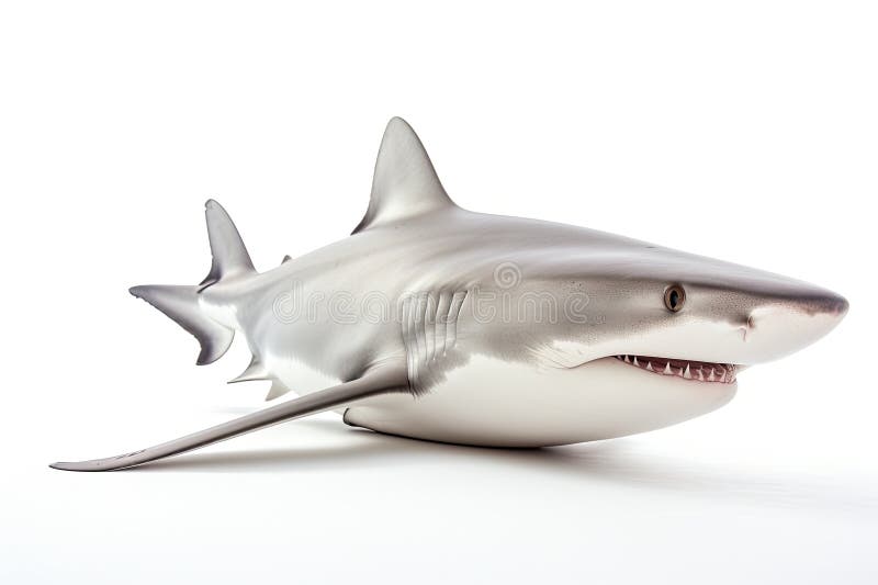 Gray Shark on a White Background, Close-up Stock Illustration ...