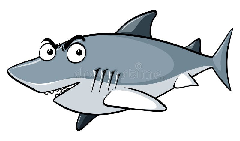 Gray Shark on White Background Stock Vector - Illustration of facial ...