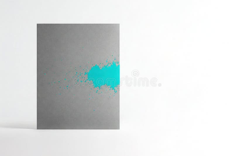 A Gray Sheet of Paper with a Tear from Which Bright Blue Paint Seeps ...