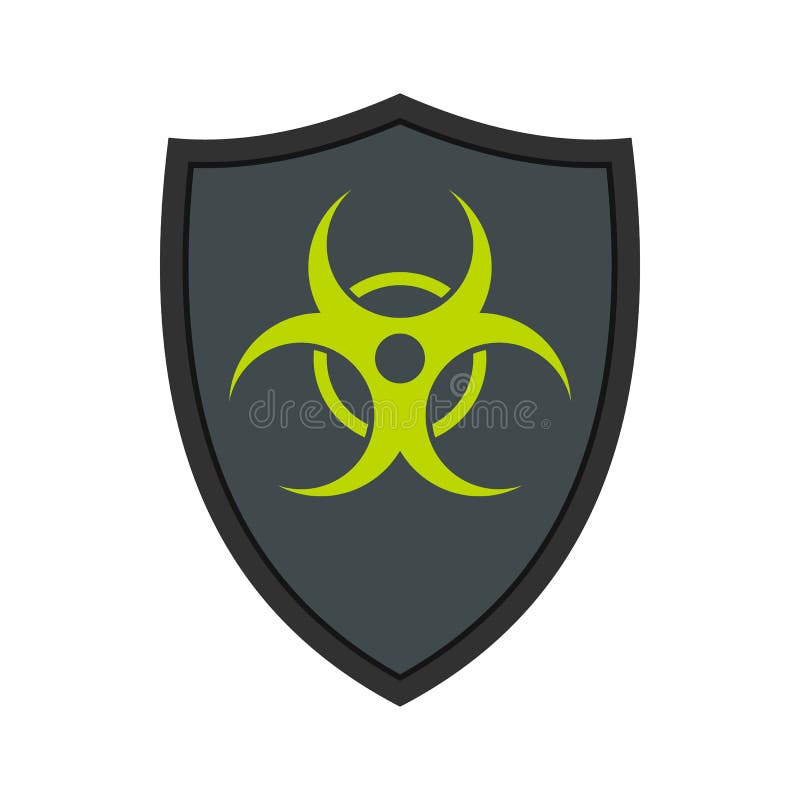 Gray Shield with a Biohazard Sign Icon, Flat Style Stock Vector ...