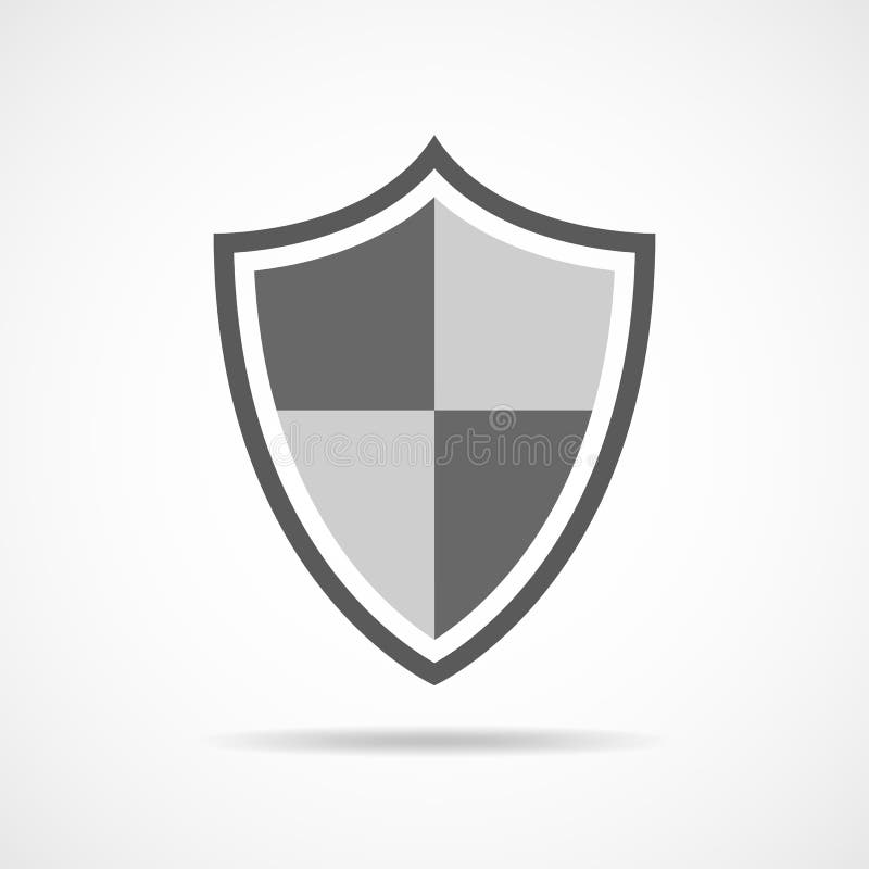 Gray Shield In Flat Design. Shield Icon Isolated On Light Background ...