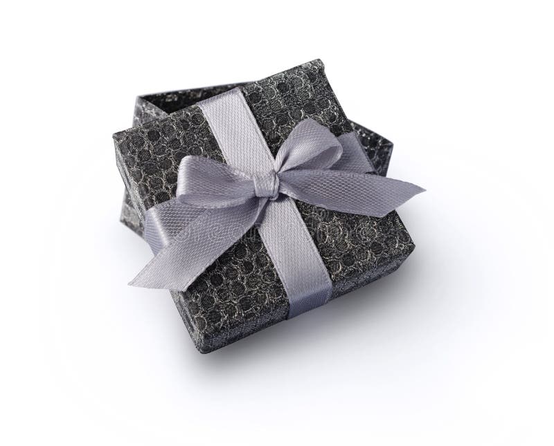 Gray Shiny Open Gift Box with Satin Bow Stock Image - Image of holiday ...