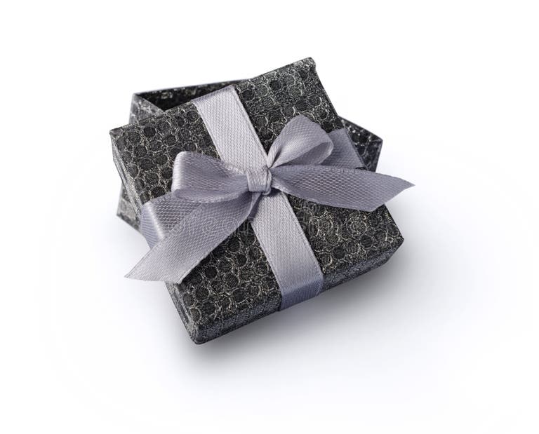 Gray Shiny Open Gift Box with Satin Bow Stock Image - Image of holiday ...