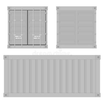 Gray Shipping Freight Container. Front, Back and Side View Stock Vector ...