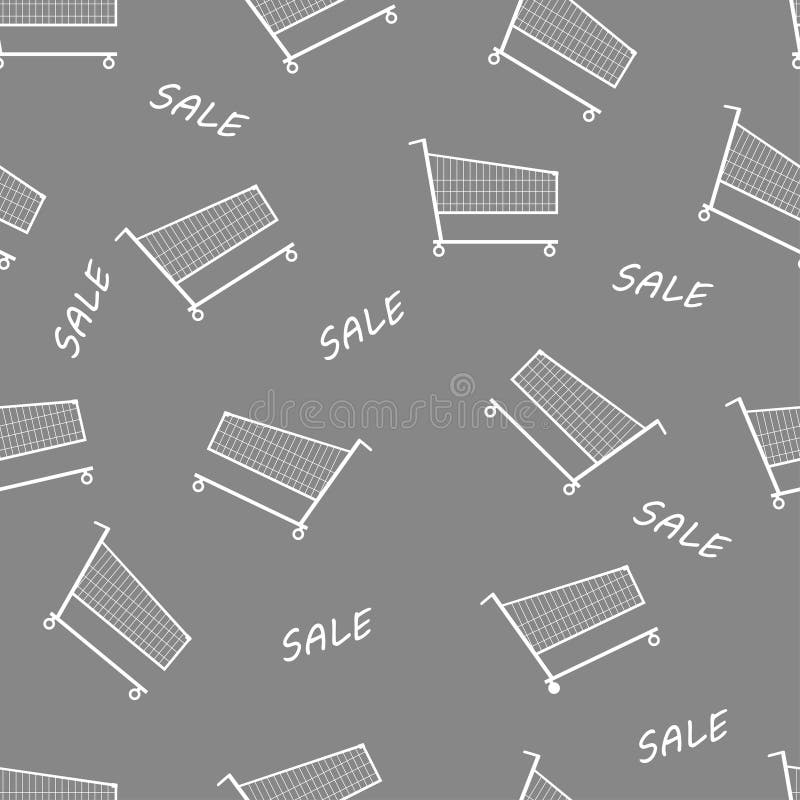 Gray Shopping Trolley Seamless Pattern Background Stock Vector ...