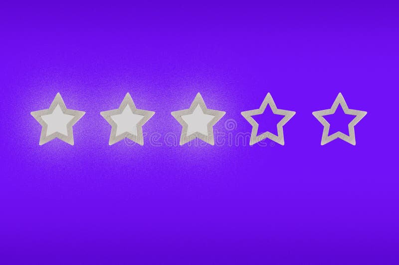 Gray, Silver Five Star Shape on a Purple Background. Increase Rating or ...