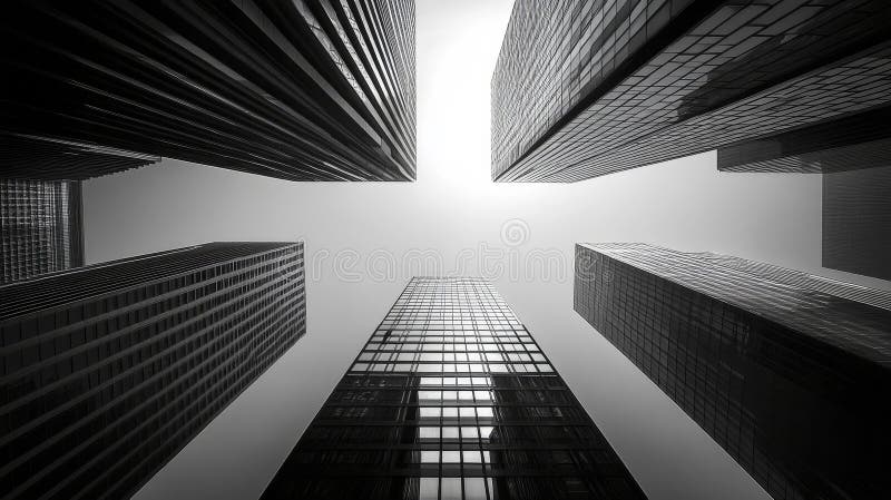 Gray Skyscrapers Pierce the Pale Sky Stock Illustration - Illustration ...
