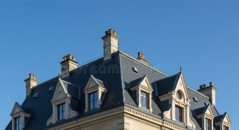 Gray Slate Roof of a Classic Stone Building Stock Illustration ...