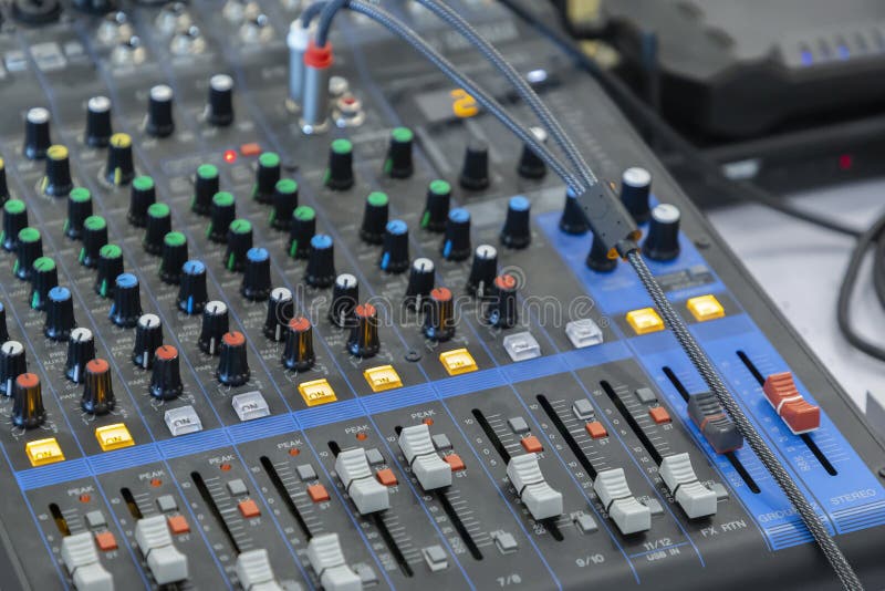 Gray Slide Button Box on the Control Panel Audio Mixer Stock Image ...