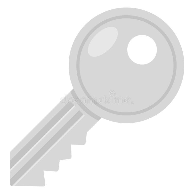 Gray Small Key Flat Icon Ha Isolato Su Bianco Illustrazione Vettoriale ...