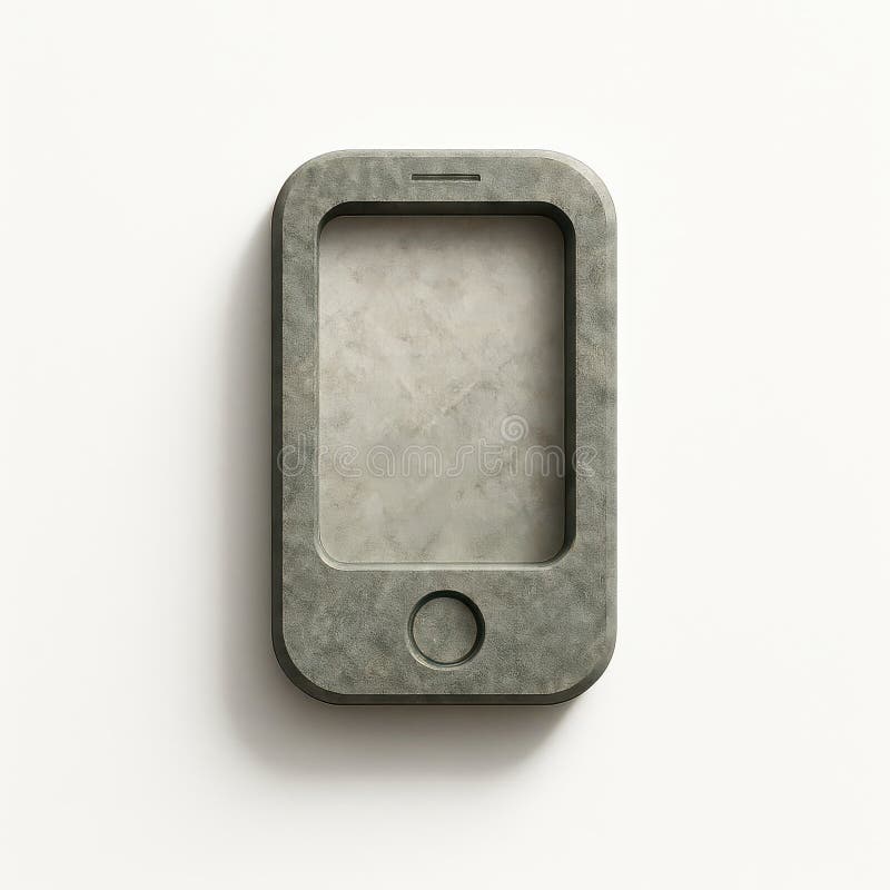 Gray Smartphone Shaped Object with Textured Surface on White Background ...