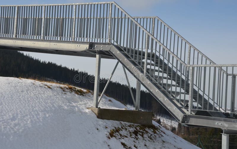 Gray Snow-covered Construction of the Observation Platform with High ...
