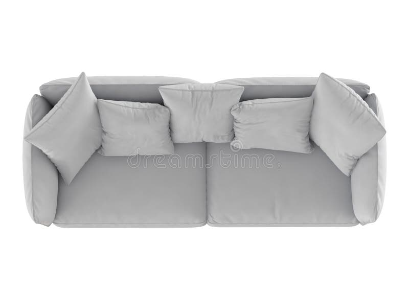 Gray Soft Sofa Made of Fabric on an Isolated Background. Top View. 3d ...