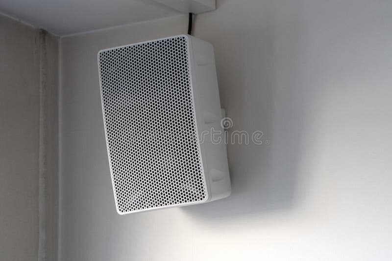 Gray speaker on a wall stock photo. Image of grid, chrome - 235340774