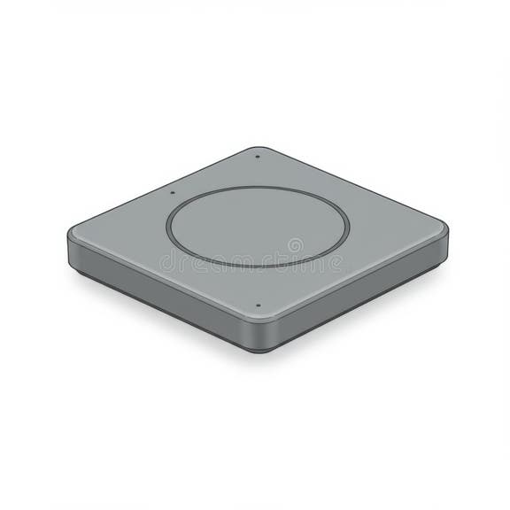 Gray Square Electronic Device with Circular Top Stock Illustration ...