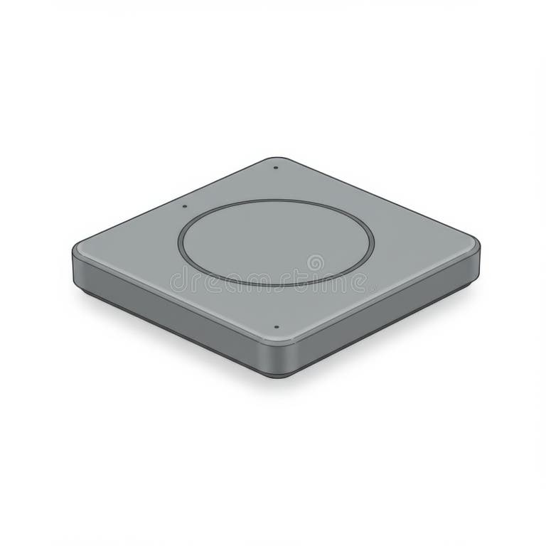 Gray Square Electronic Device with Circular Top Stock Illustration ...